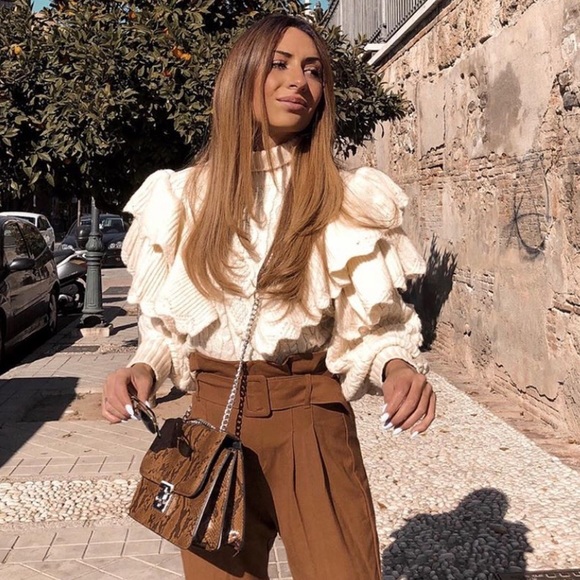 Zara | Sweaters | Last One Nwt Zara Ruffled Cable Knit Sweater | Poshmark